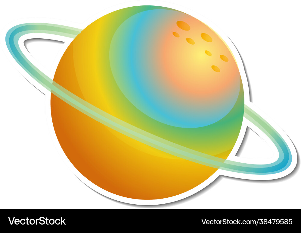 Sticker template with colorful planet isolated Vector Image