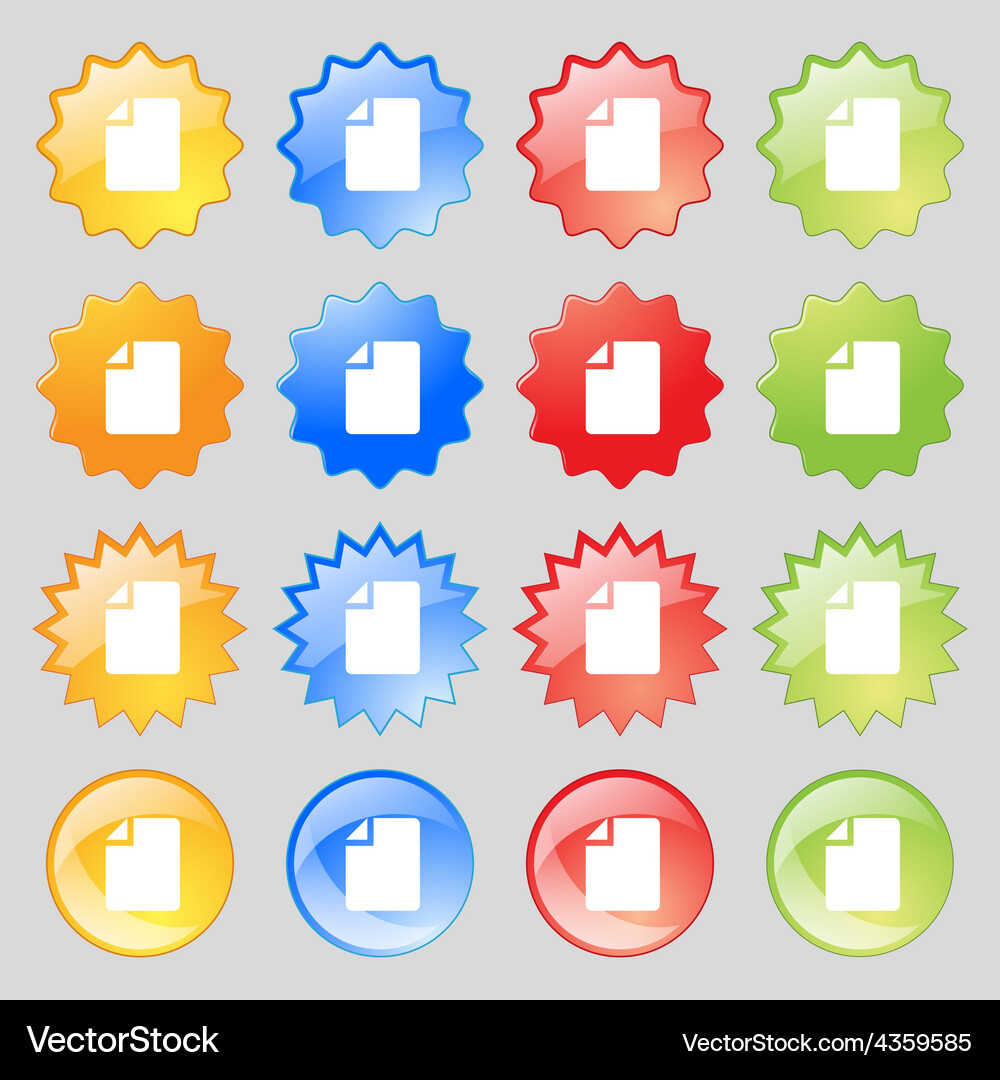 Text file icon sign big set 16 colorful modern Vector Image