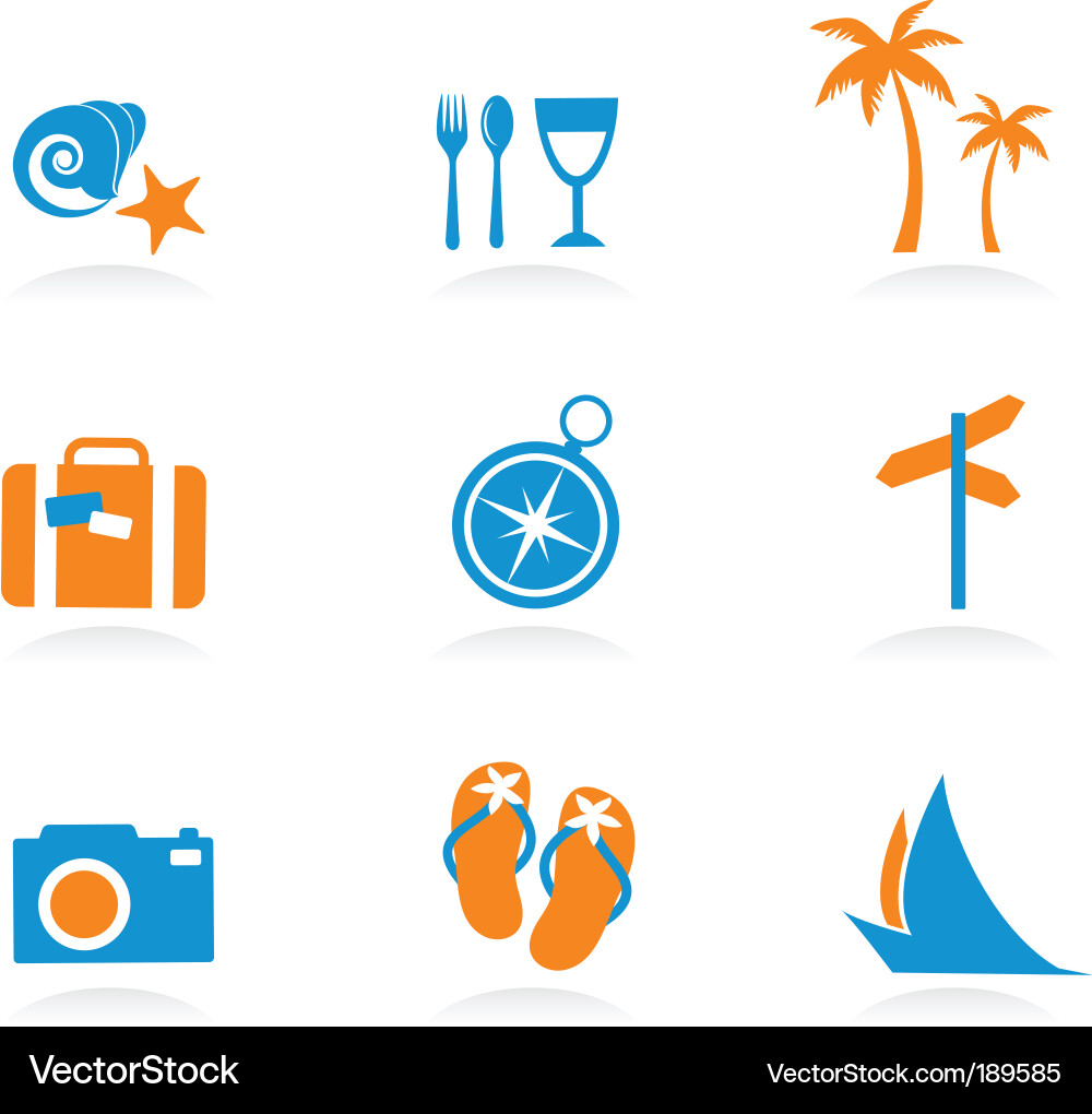 Travel and vacation icons Royalty Free Vector Image