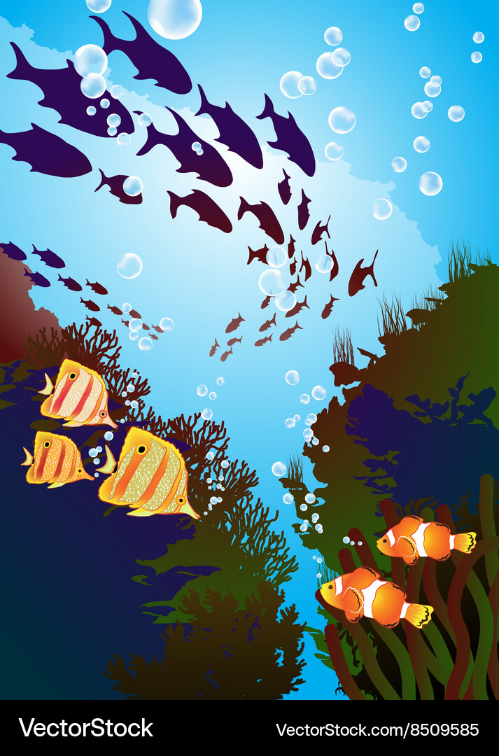Underwater with fish Royalty Free Vector Image
