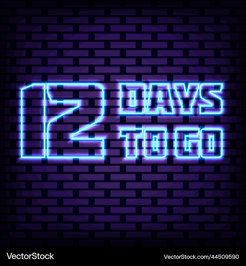12 days to go neon signboards neon script Vector Image