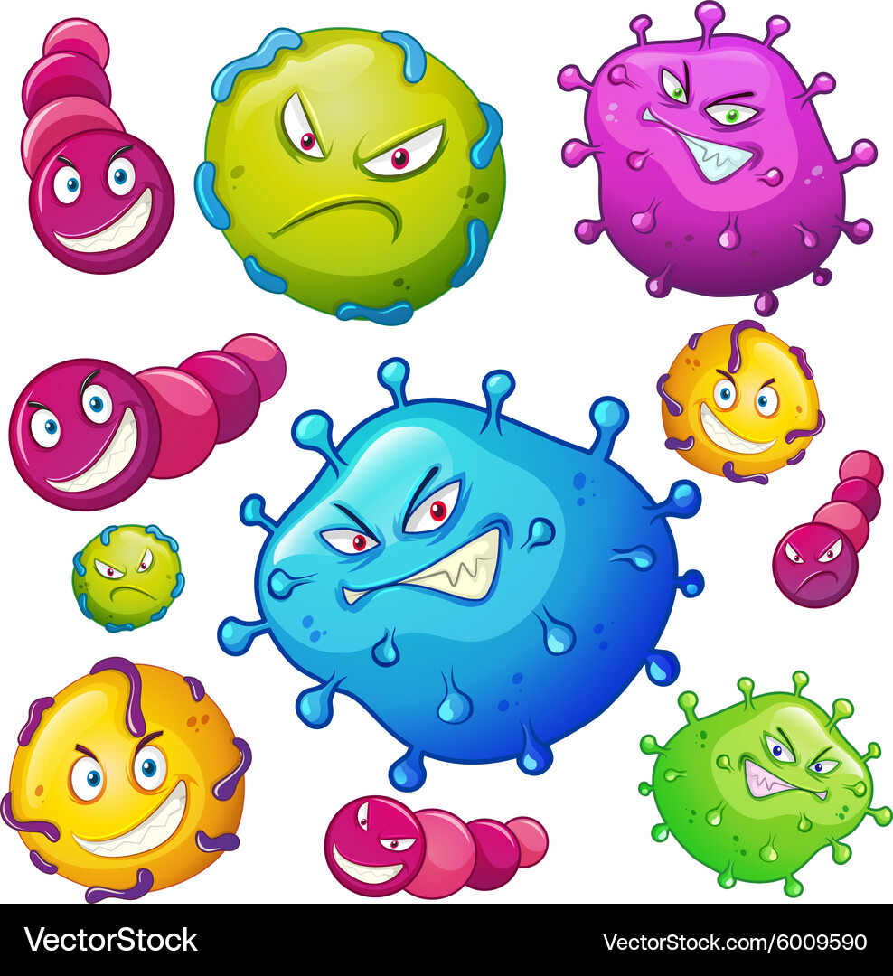 Bacteria with facial expressions Royalty Free Vector Image