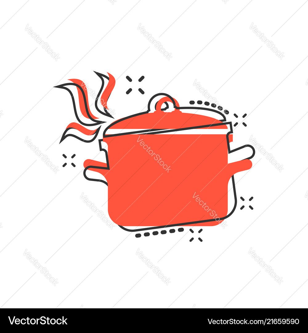Cartoon cooking pan icon in comic style kitchen Vector Image