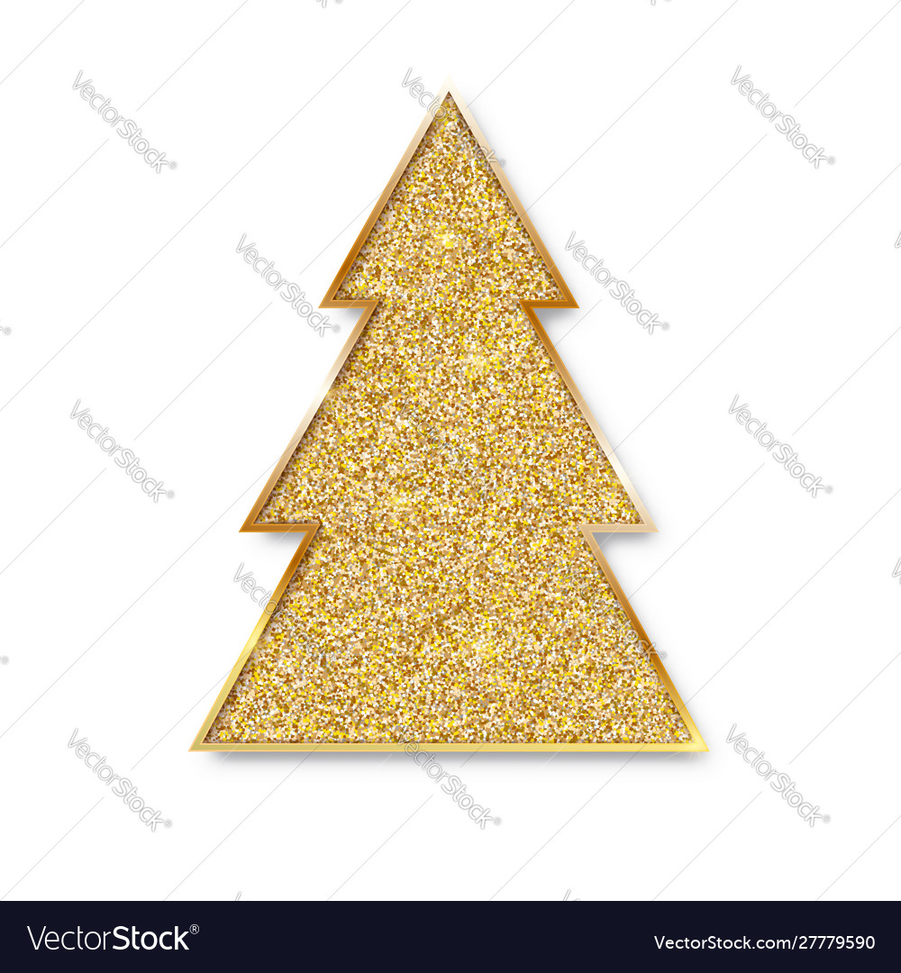 Christmas tree with glittering texture golden fir Vector Image