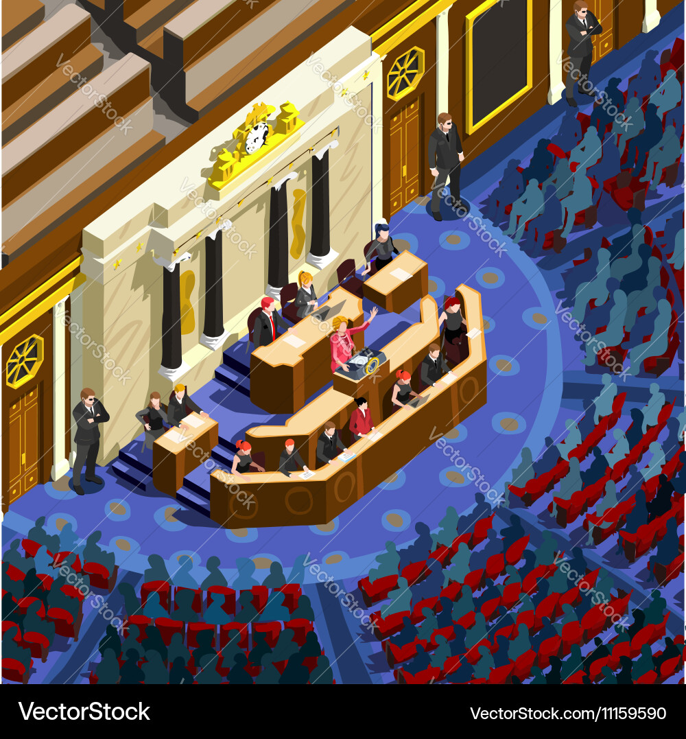 Election Infographic Congress Hall Isometric Vector Image