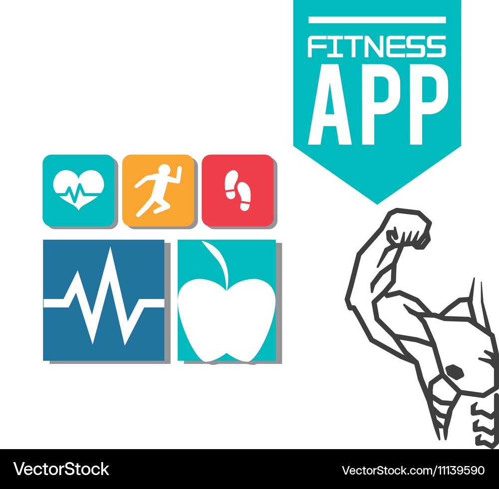 Fitness app technology icons Royalty Free Vector Image