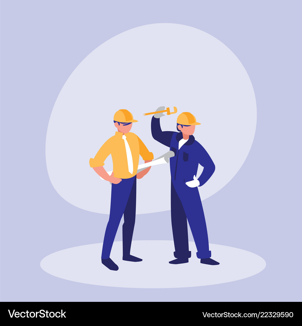 Group of builders avatar character Royalty Free Vector Image