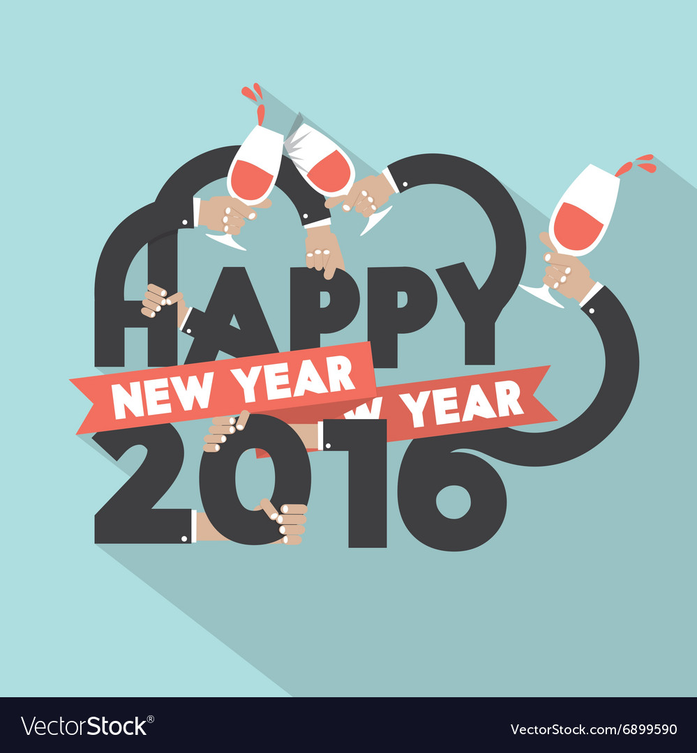 Happy new year 2016 typography design illus Vector Image