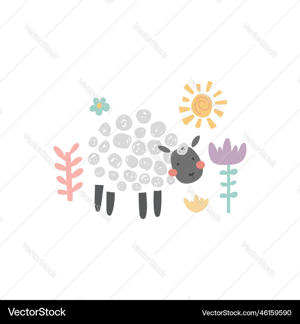Image of a cute and simple sheep Royalty Free Vector Image