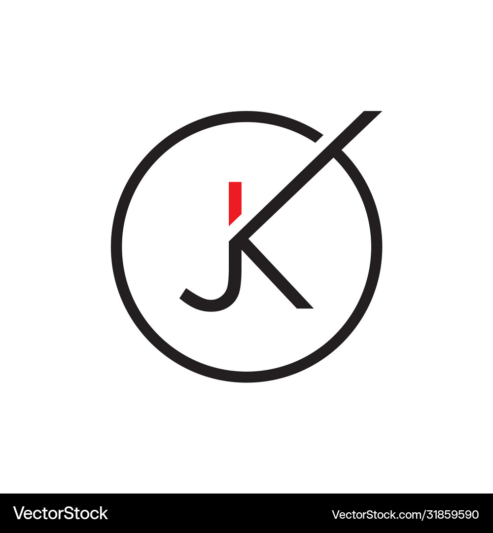 J k letter on circle lines design Royalty Free Vector Image
