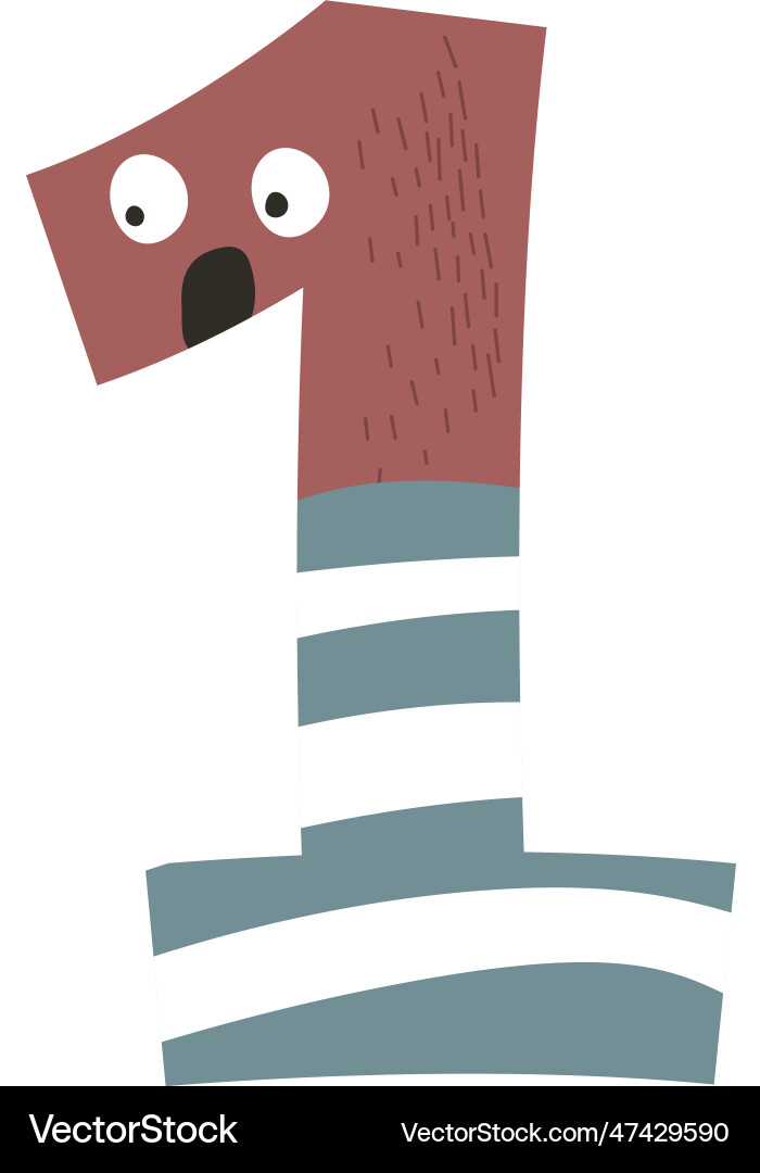 Number characters one with face and emotions Vector Image