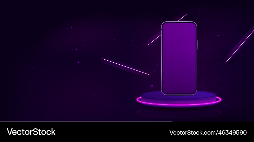 Purple neon background with 3d realistic Vector Image