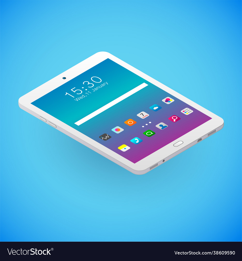 Realistic digital tablet in isometry Royalty Free Vector