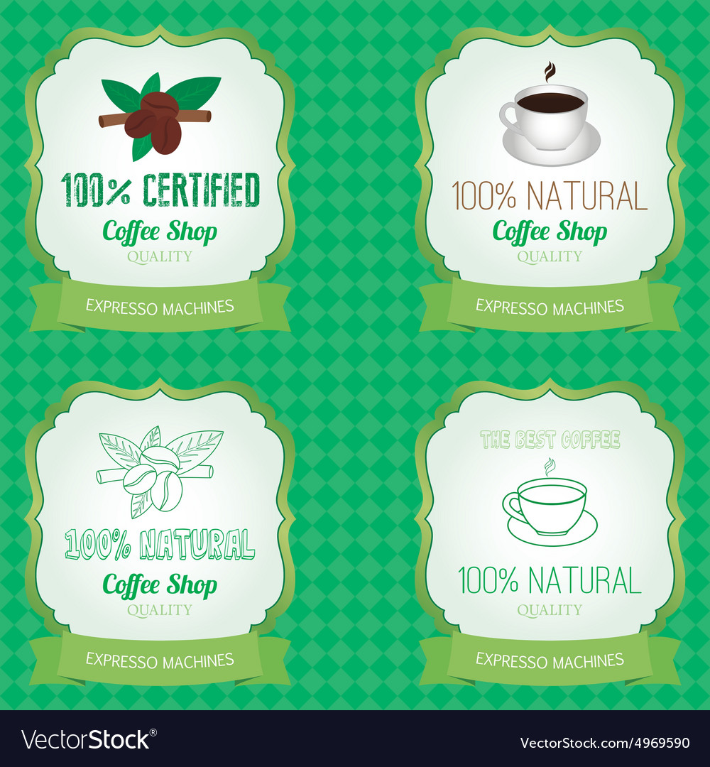 Set coffee labels with text and elements Vector Image
