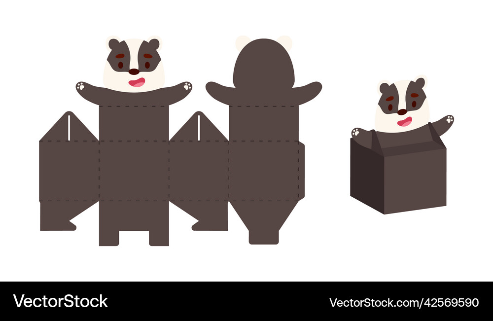 Simple packaging favor box badger design Vector Image