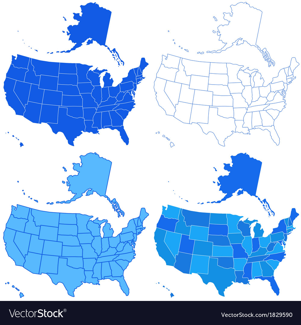 Usa map set Royalty Free Vector Image - VectorStock