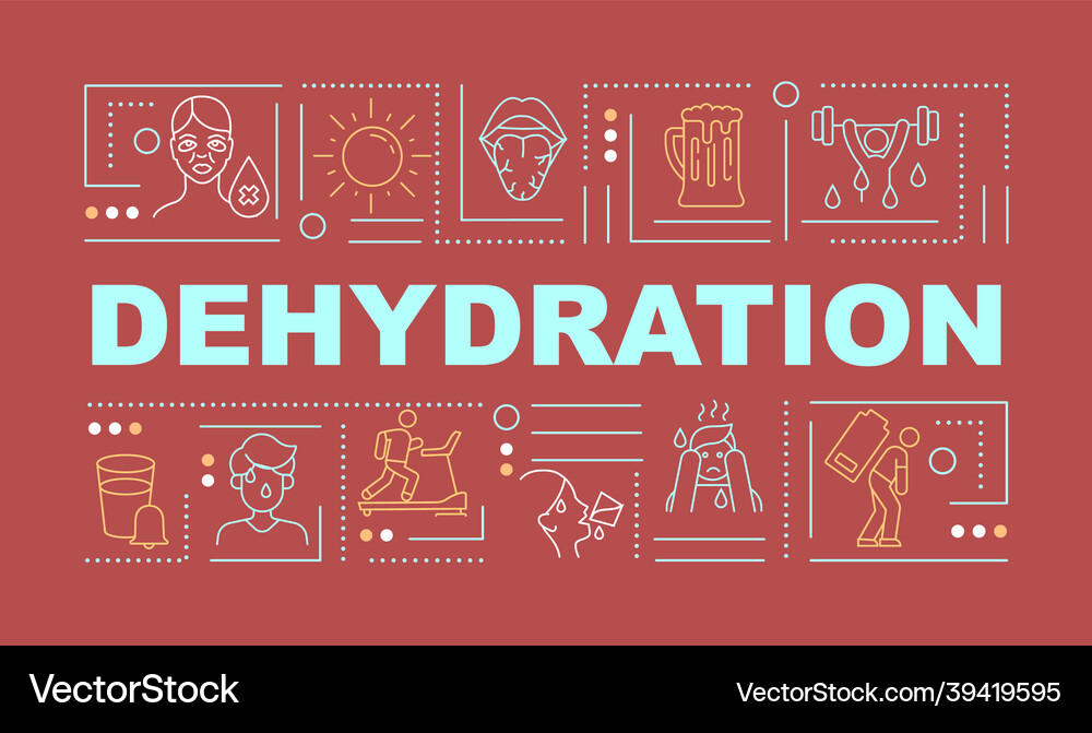 Dehydration signs word concepts banner Royalty Free Vector