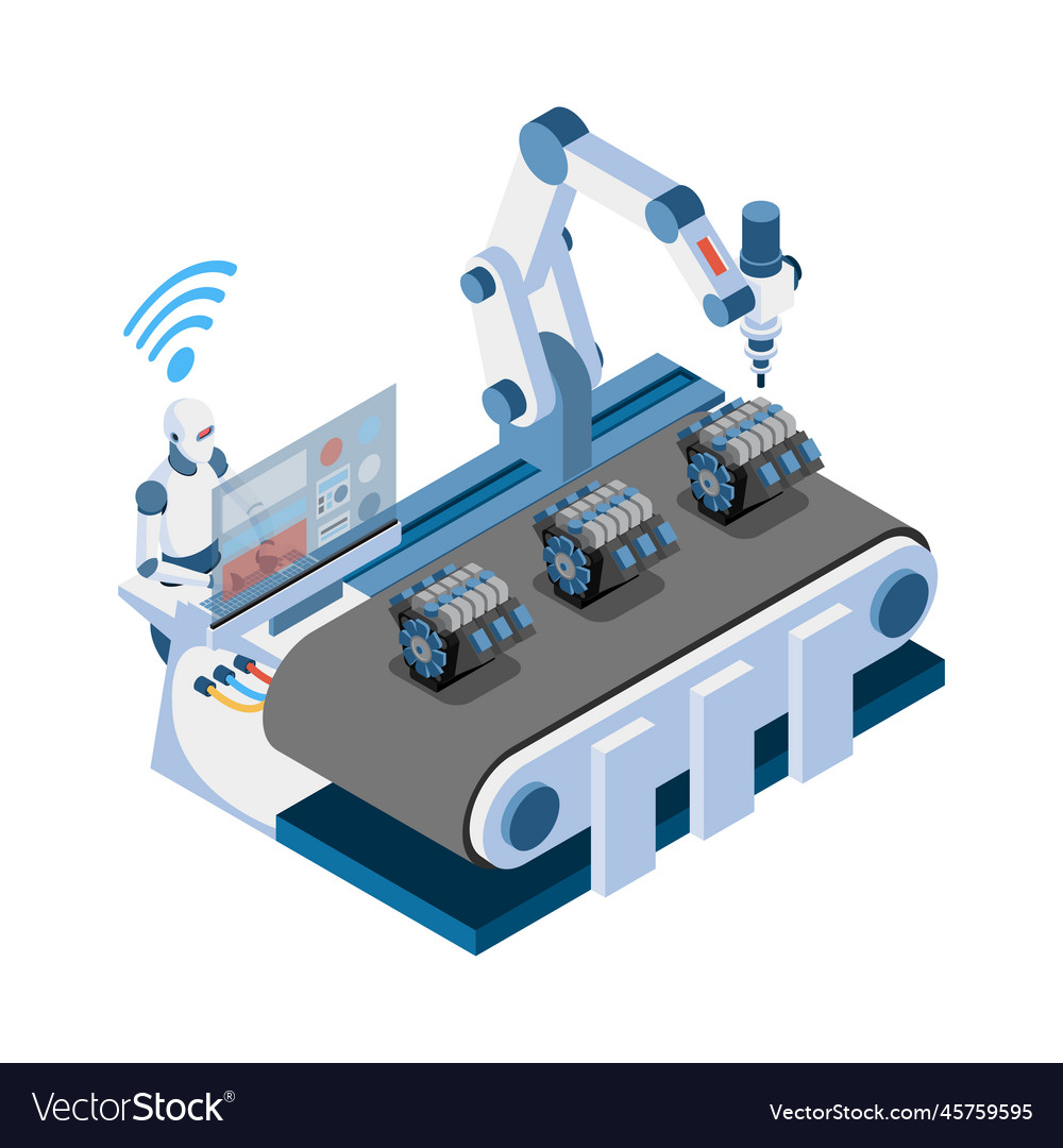 Engine assembly line composition Royalty Free Vector Image