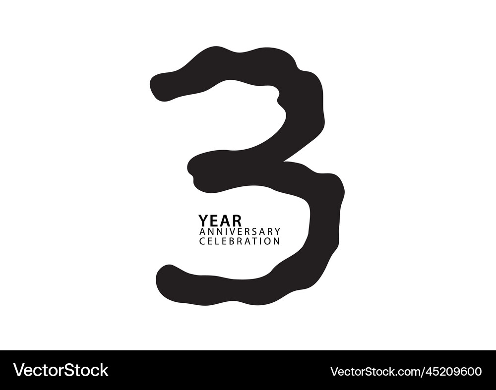 3 year anniversary celebration black color Vector Image