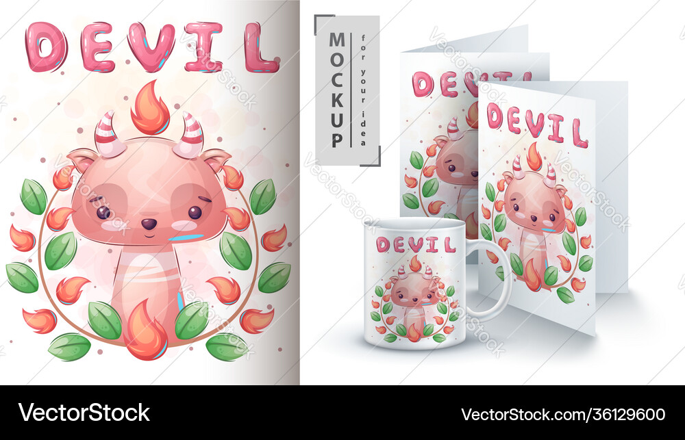 Devil in flower poster and merchandising Vector Image