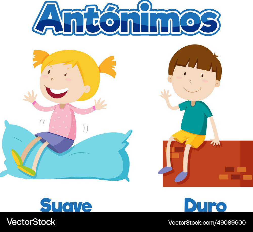 Educational antonyms suave and duro - soft and Vector Image
