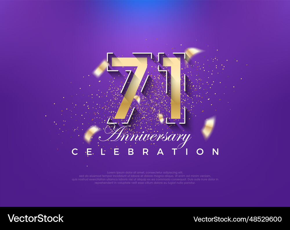 Gold number 71st anniversary premium design Vector Image