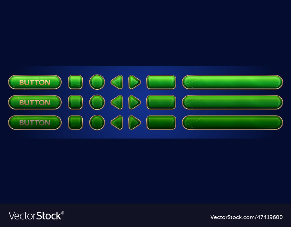 Green ui button animation for game interface Vector Image