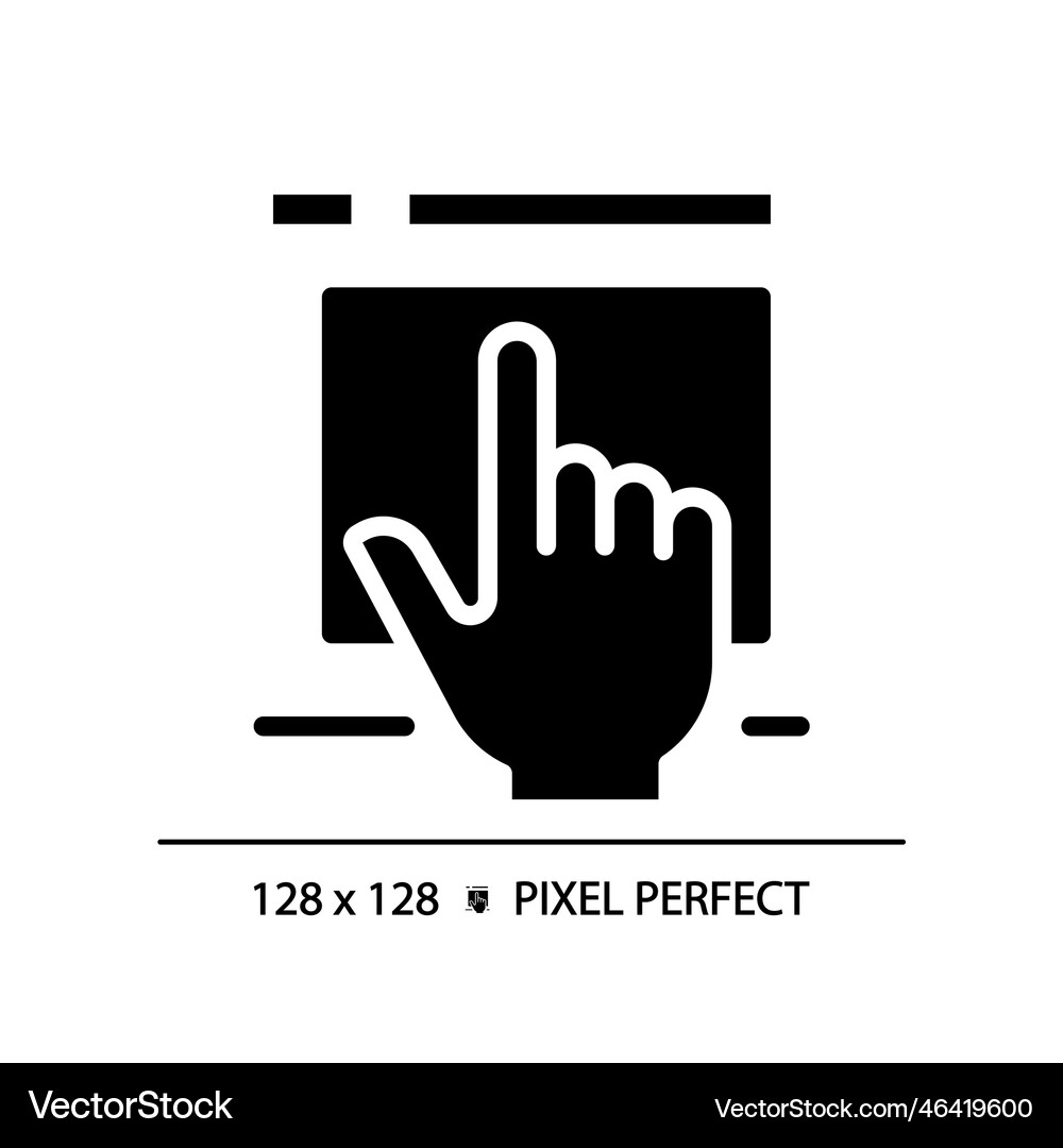 Hand with touchpad pixel perfect black glyph icon Vector Image