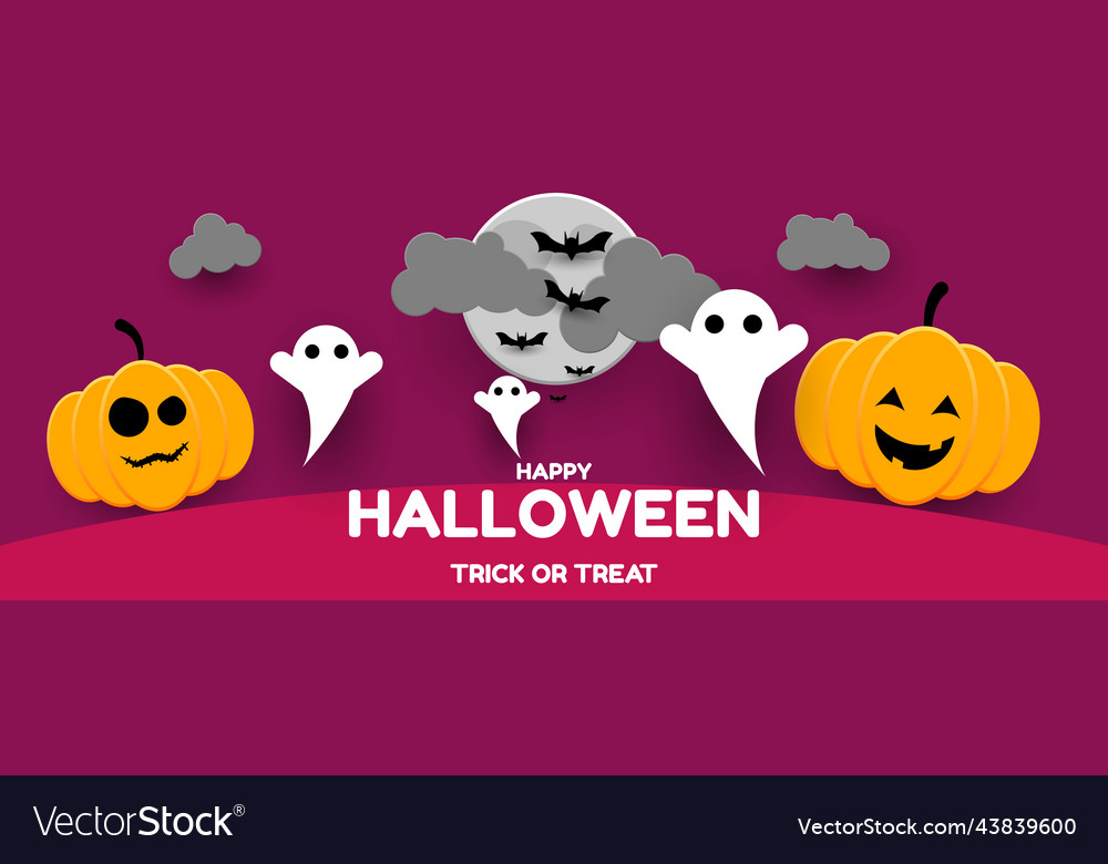 Happy halloween background with ghost pumpkin Vector Image