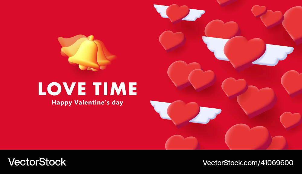 Love time digital banner or poster with 3d Vector Image