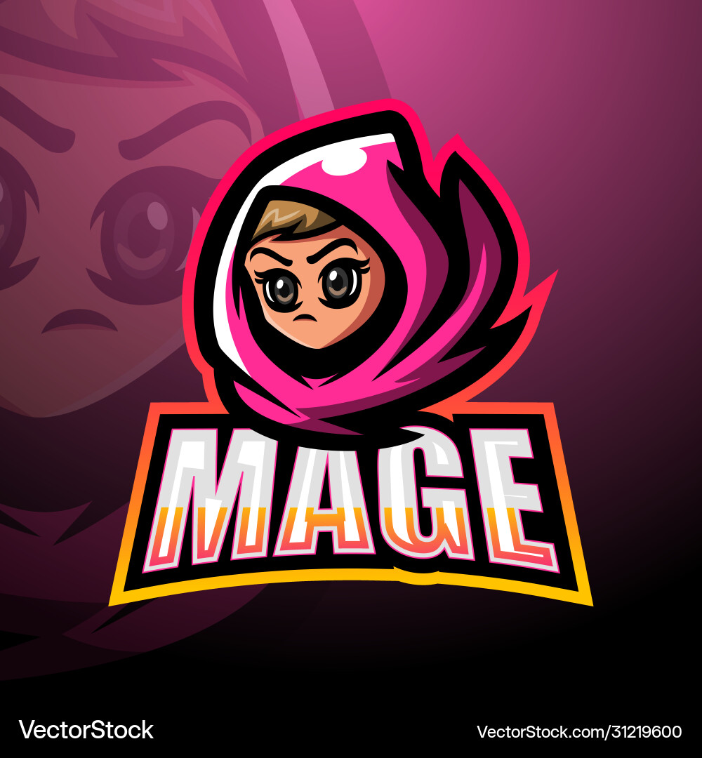 Mage mascot esport logo design Royalty Free Vector Image