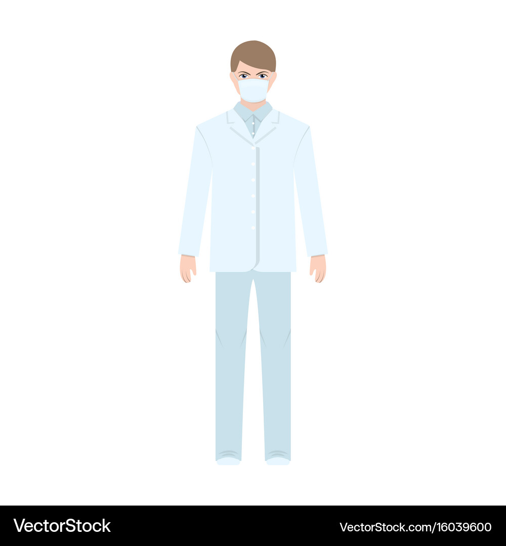 Man is a doctor in uniform and protective Vector Image