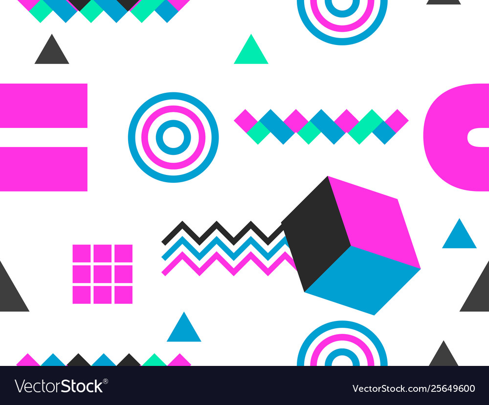 Memphis seamless pattern geometric elements Vector Image