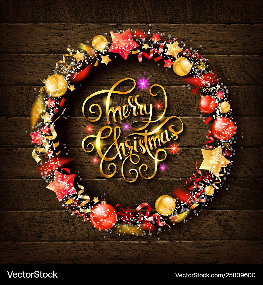 Merry christmas gold text for card Royalty Free Vector Image