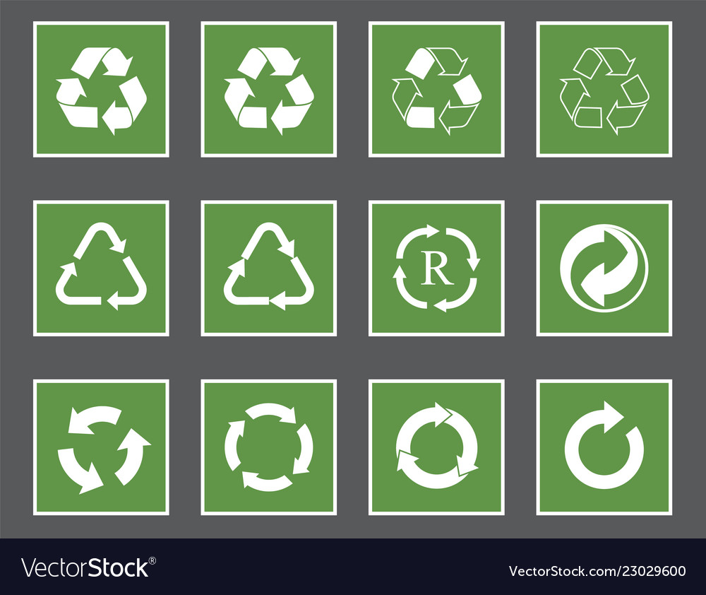 Recycling labels set recycle icons and symbols Vector Image