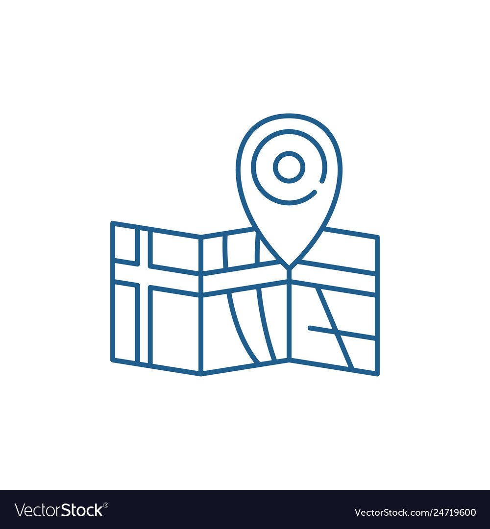 Route on the map line icon concept Royalty Free Vector Image