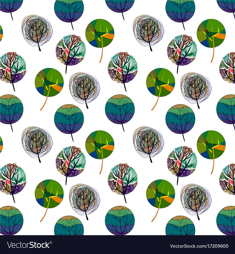 Seamless pattern with colorful trees Royalty Free Vector
