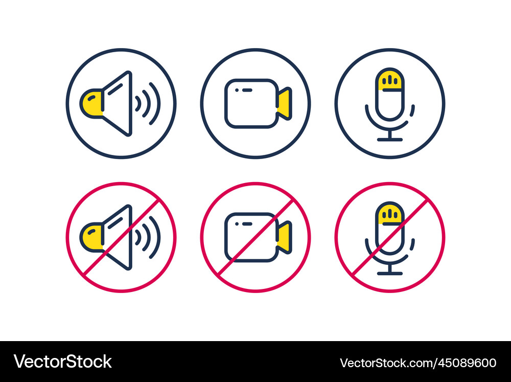 Speaker mic and video camera line icons Royalty Free Vector