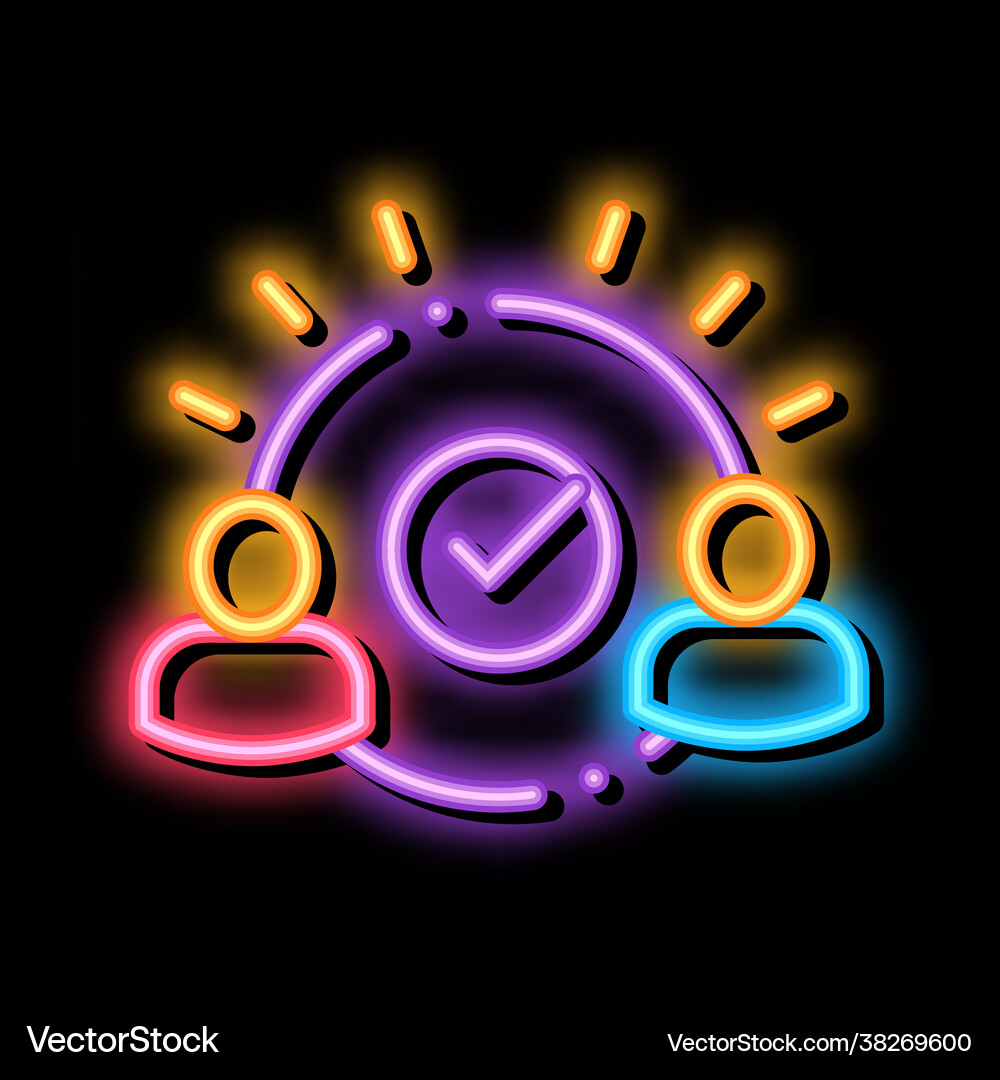Two people agreement neon glow icon Royalty Free Vector