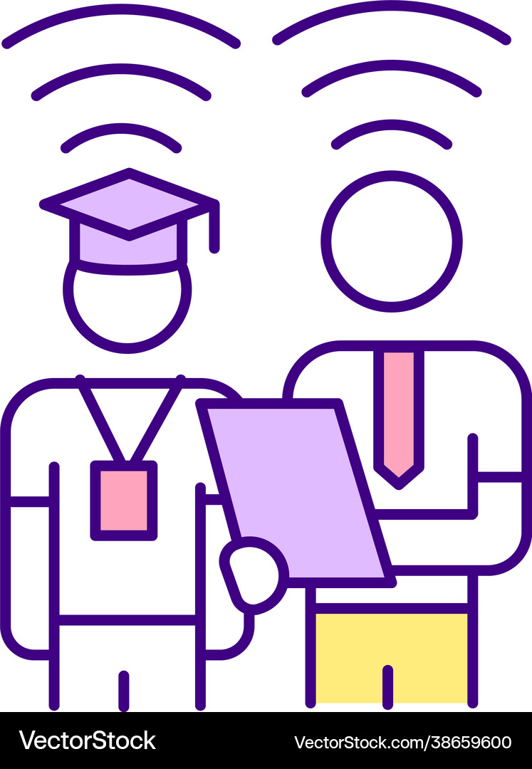 Virtual mentoring rgb color icon Royalty Free Vector Image