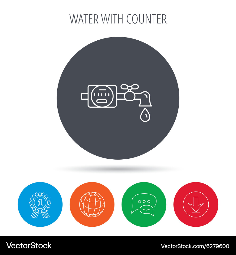 Water counter icon pipe with drop sign Royalty Free Vector
