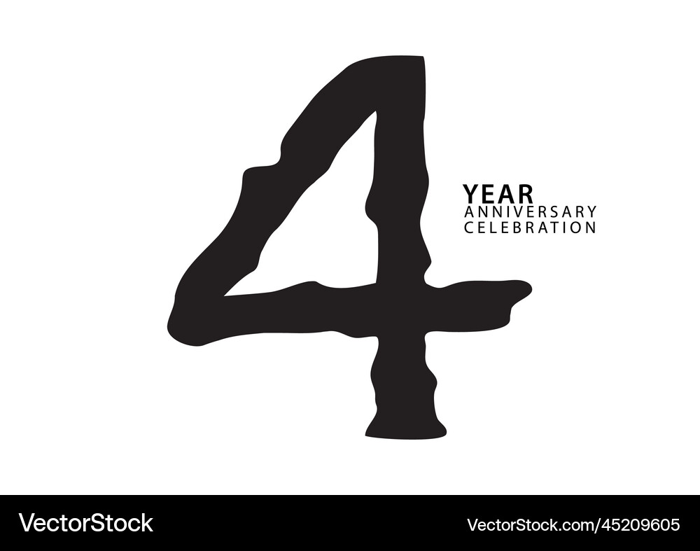 4 year anniversary celebration black color Vector Image