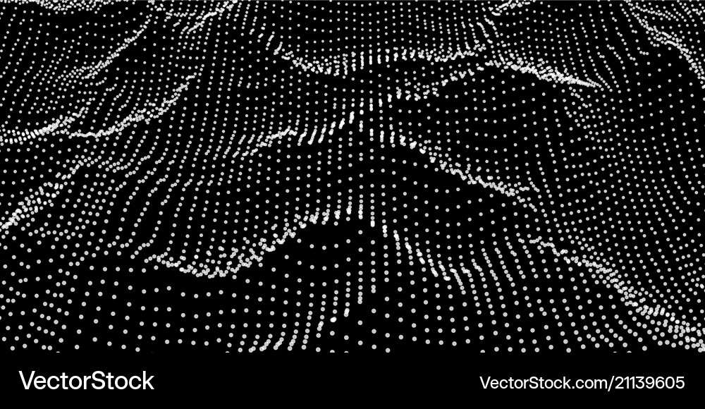 Abstract digital wave grid consist of particles Vector Image