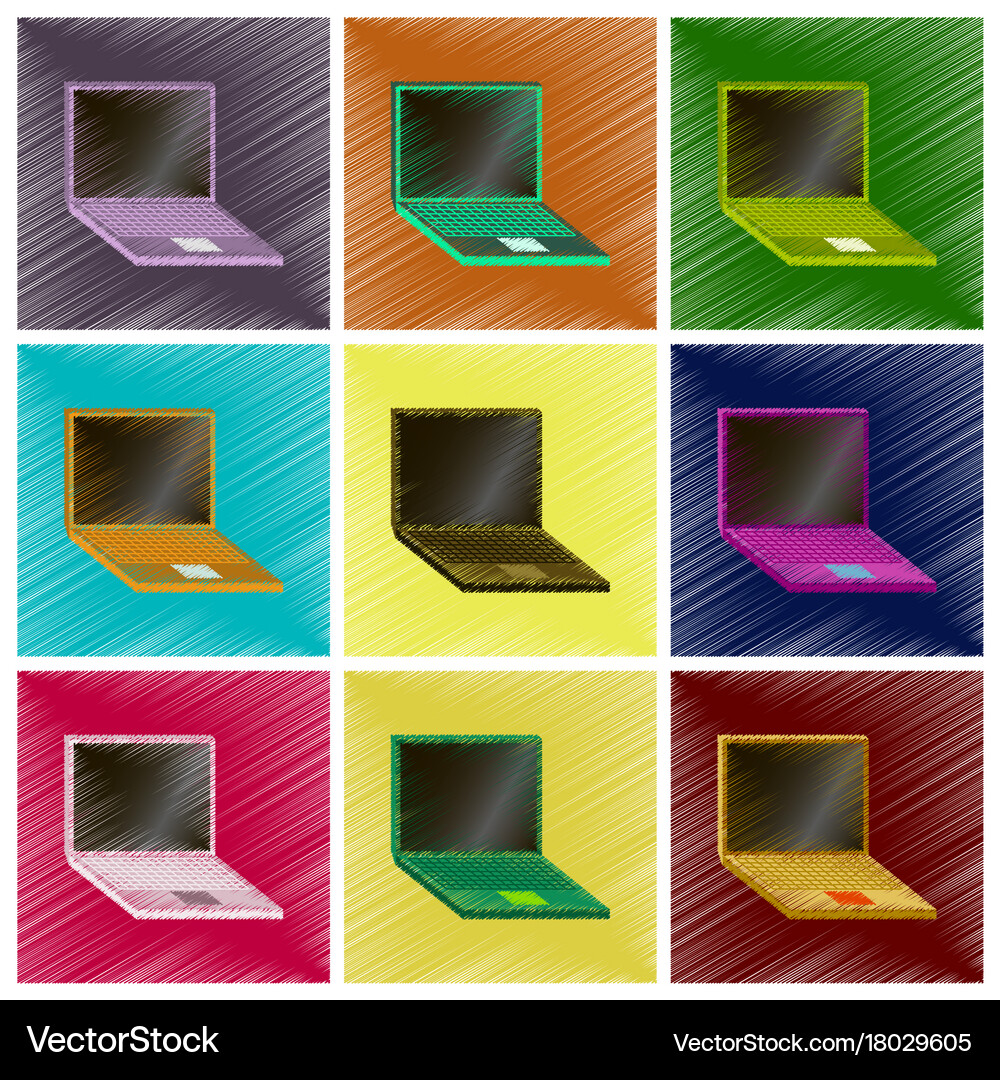 Assembly flat shading style icons laptop Vector Image