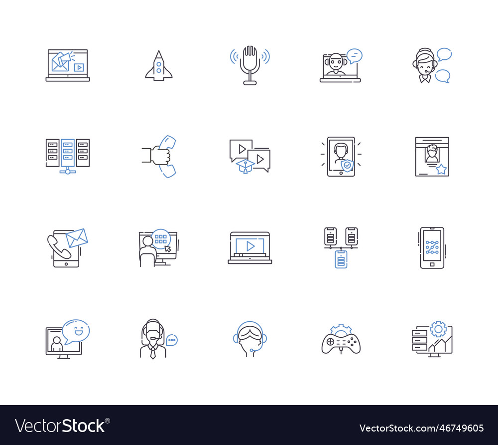 Audio outline icons collection sound music Vector Image