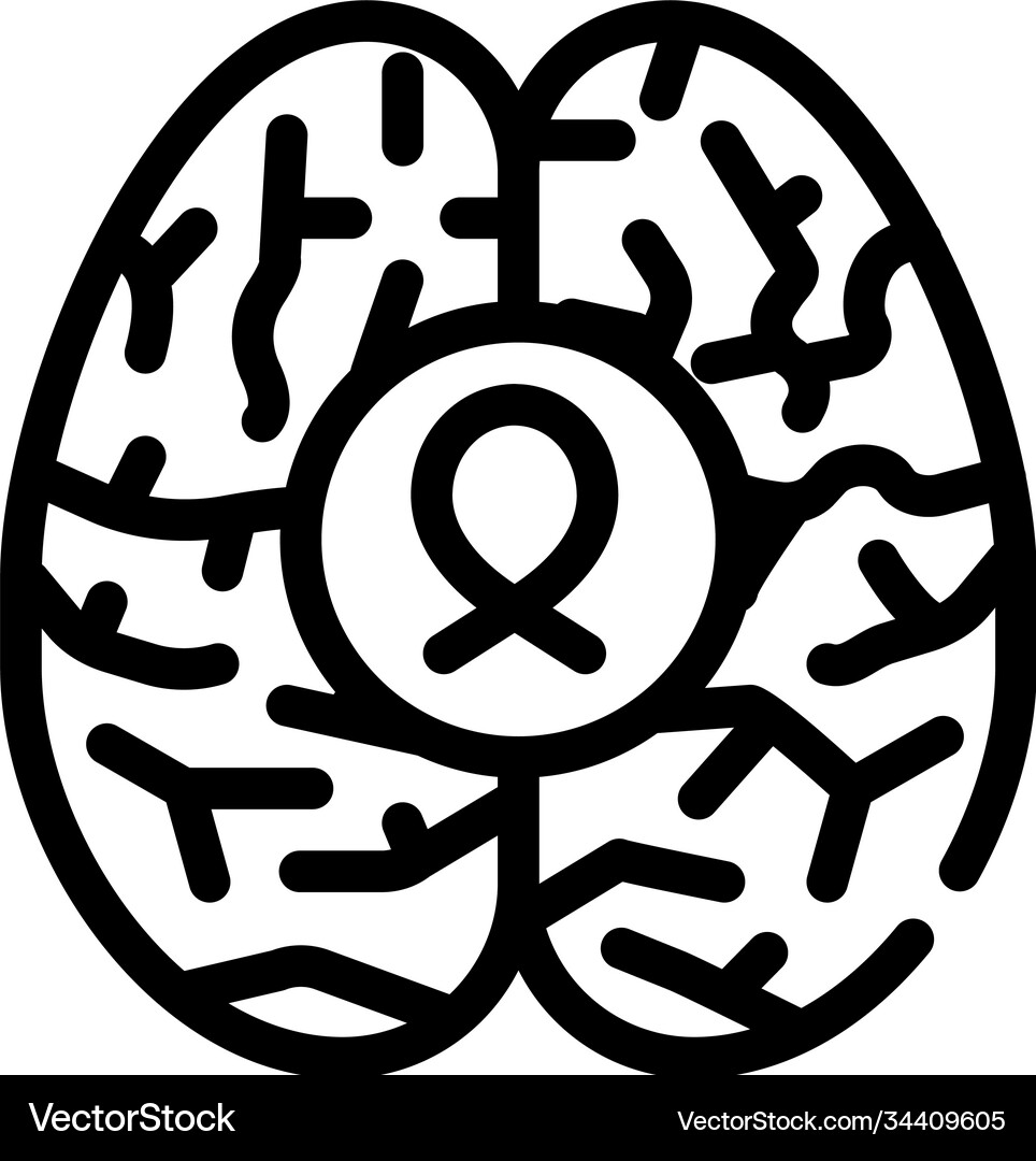 Brain cancer line icon sign Royalty Free Vector Image