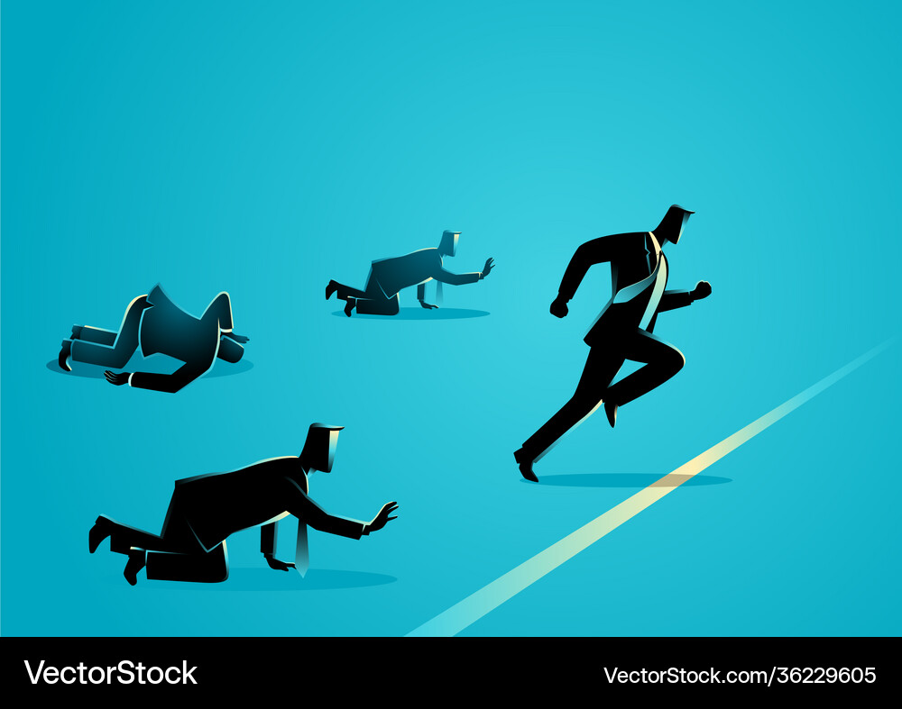 Businessmen reaching finish line Royalty Free Vector Image
