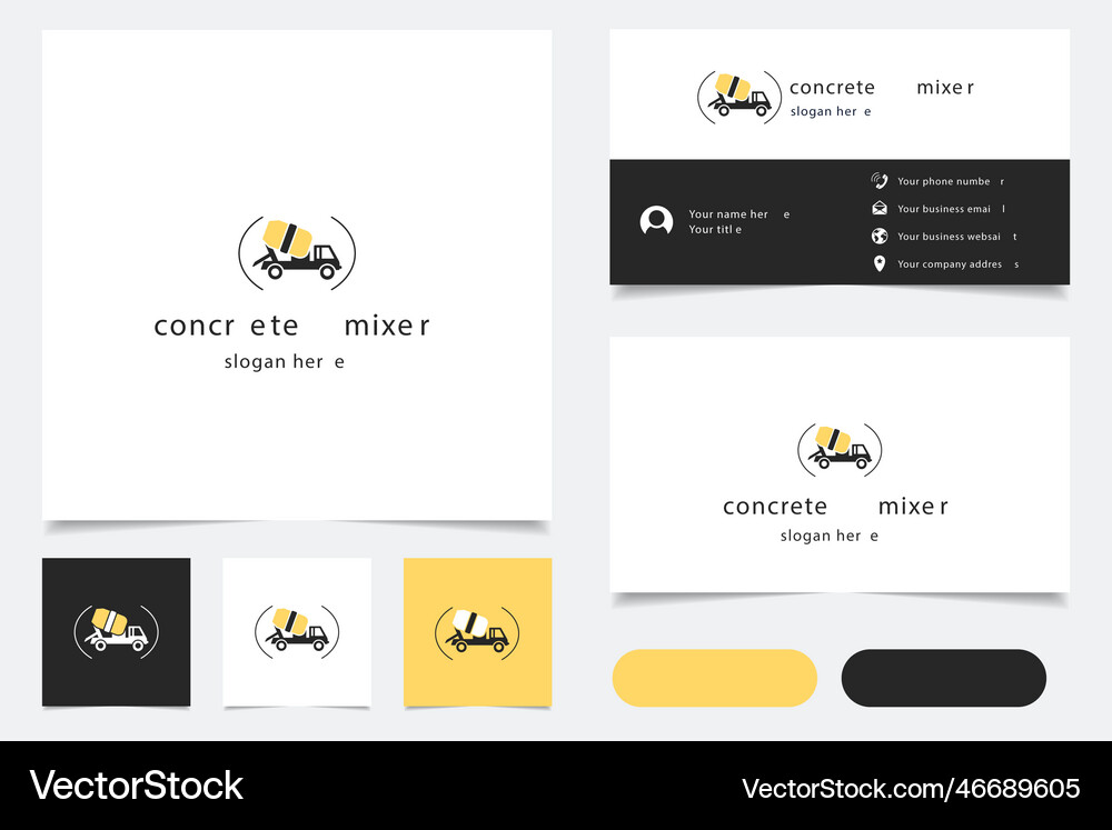 Concrete mixer logo design with editable slogan Vector Image