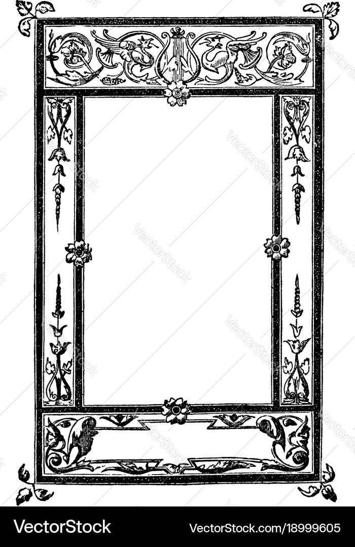 Floral border have two devil top of the pattern Vector Image