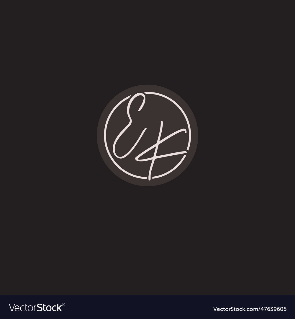 Initials ek logo monogram with simple circle line Vector Image